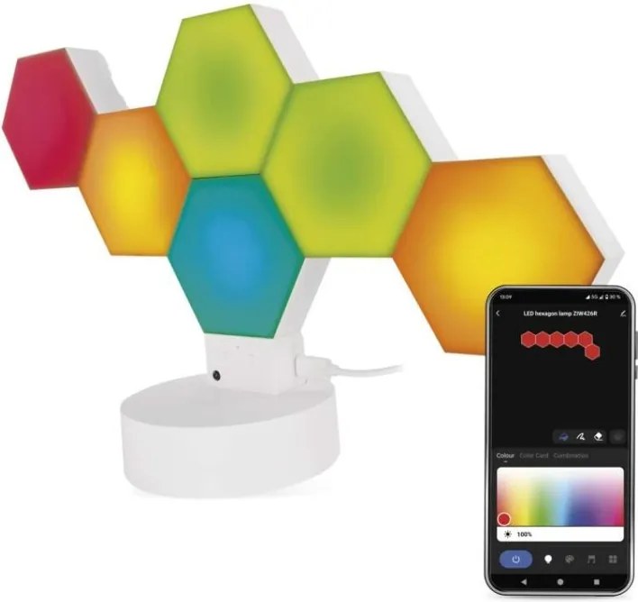 Stolní LED lampa GoSmart Hexagon 6 dílů vícebarevná/bílá
