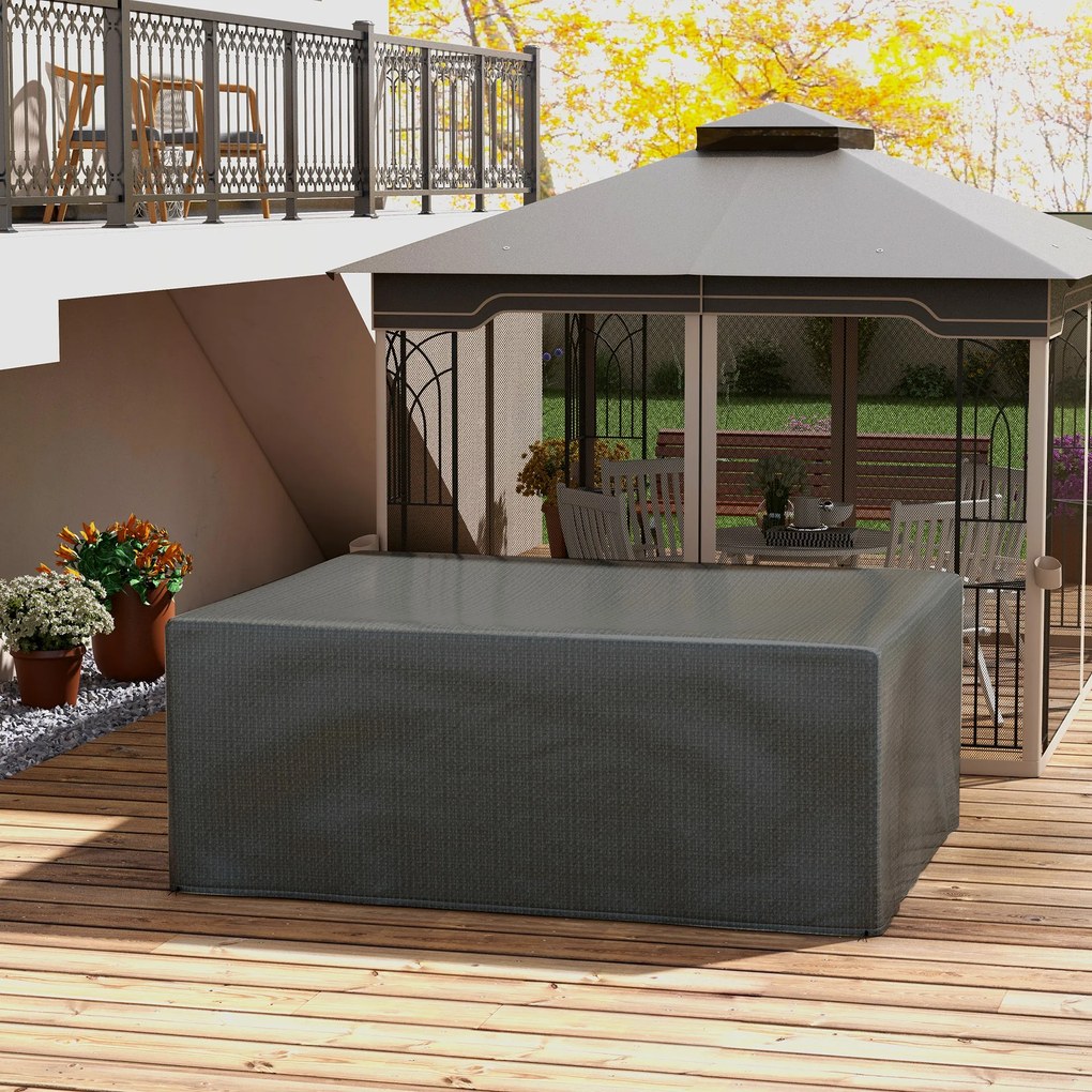 Outsunny Ochranný Kryt na Zahradní Nábytek, Ochranný Kryt Proti UV, Vysoce Odolný Polypropylen, Kryt na Zahradní Stůl, 235 x 190 x 90 cm, Šedý