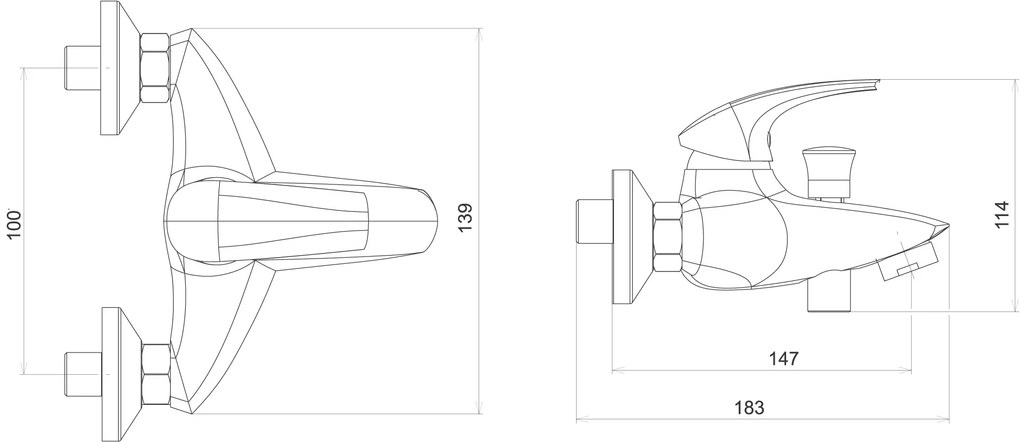 Novaservis Metalia 57 Vanová baterie bez příslušenství 100 mm, chrom, 57024/1,0
