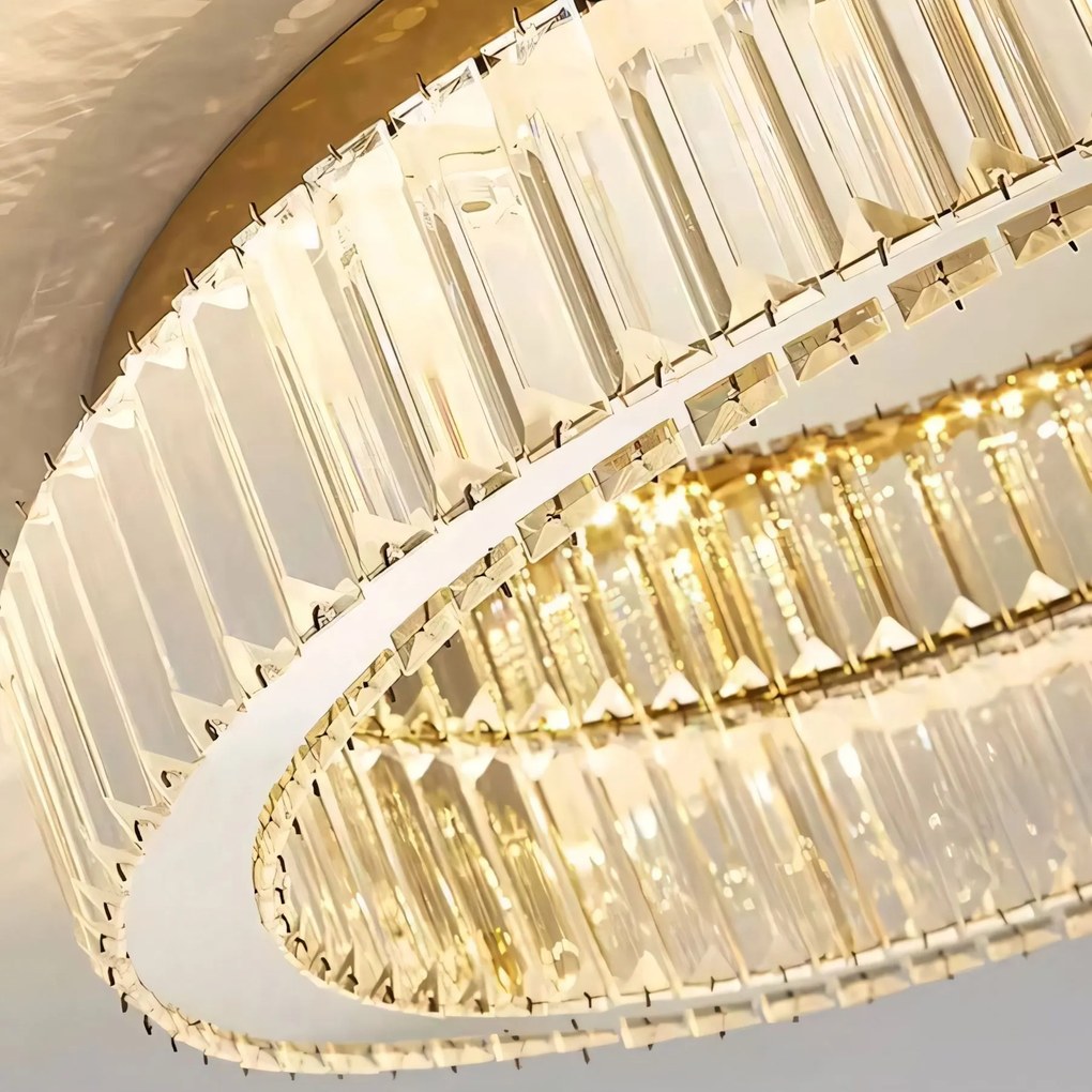 Toolight Toolight, LED stropní křišťálové svítidlo 39cm, 24W, 4000K, 1500lm, APP1719-C 40, zlatá lesklá, OSW-09300