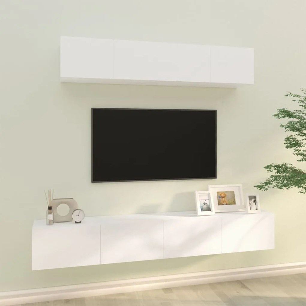 4dílný set TV skříněk bílý kompozitní dřevo 3114526