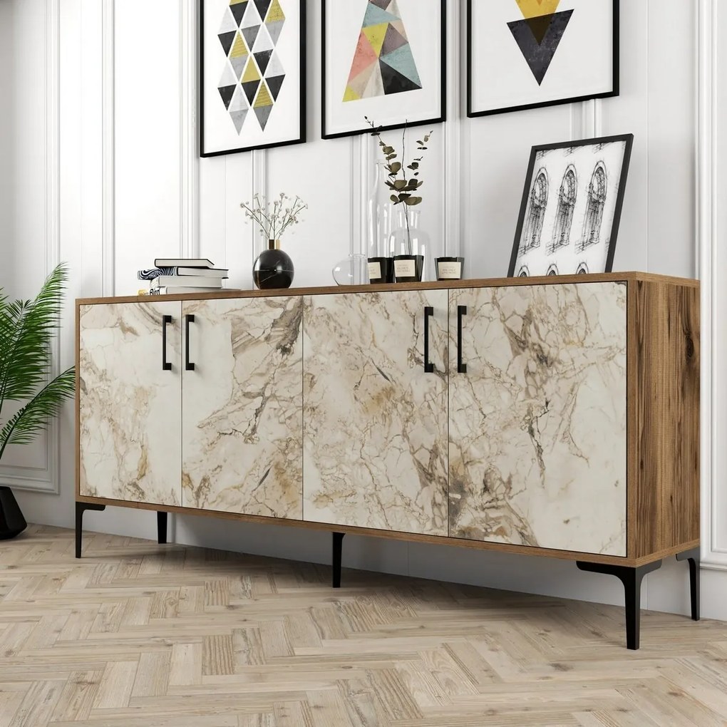 Skříňka Kiev Walnut and White Marble