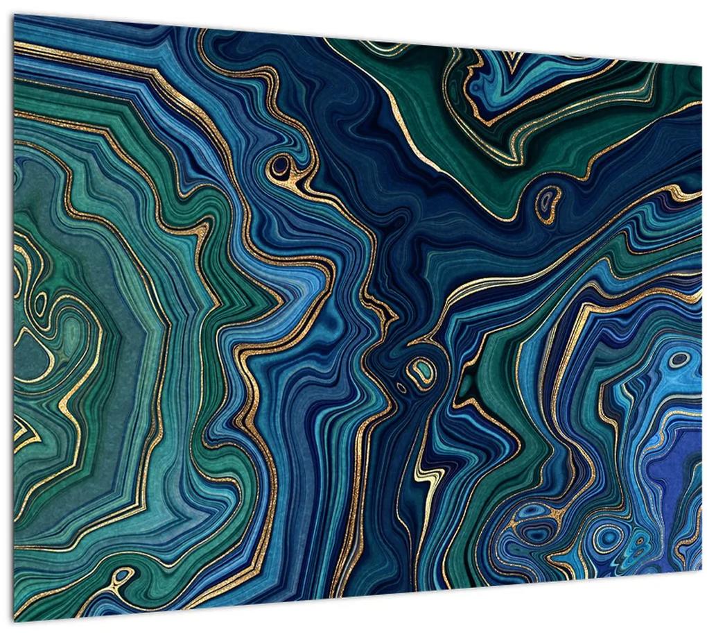Skleněný obraz - Zeleno-modrý mramor (70x50 cm)