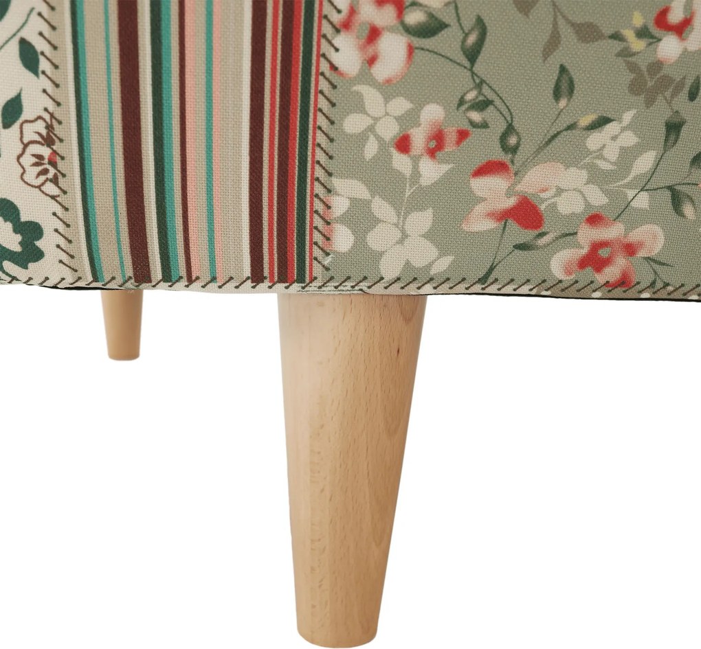 relaxační křeslo, ušák, dřevo/látka, nohy světlé/potah patchwork viorica 1, Tempo Kondela CHARLOT