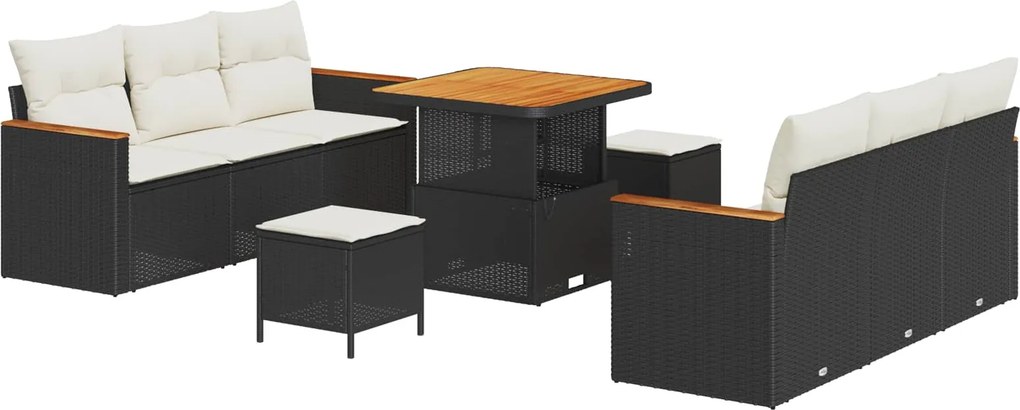 Sada zahradních pohovek 9 pcs Černá polyratan 3362865