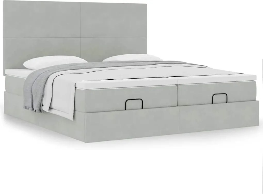 Osmanský rám postele s matracíes světle šedá 180x200cm samet 3313754