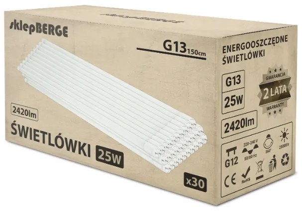 BERGE LED trubice J2 - T8 - 150cm - 24W - neutrální bílá