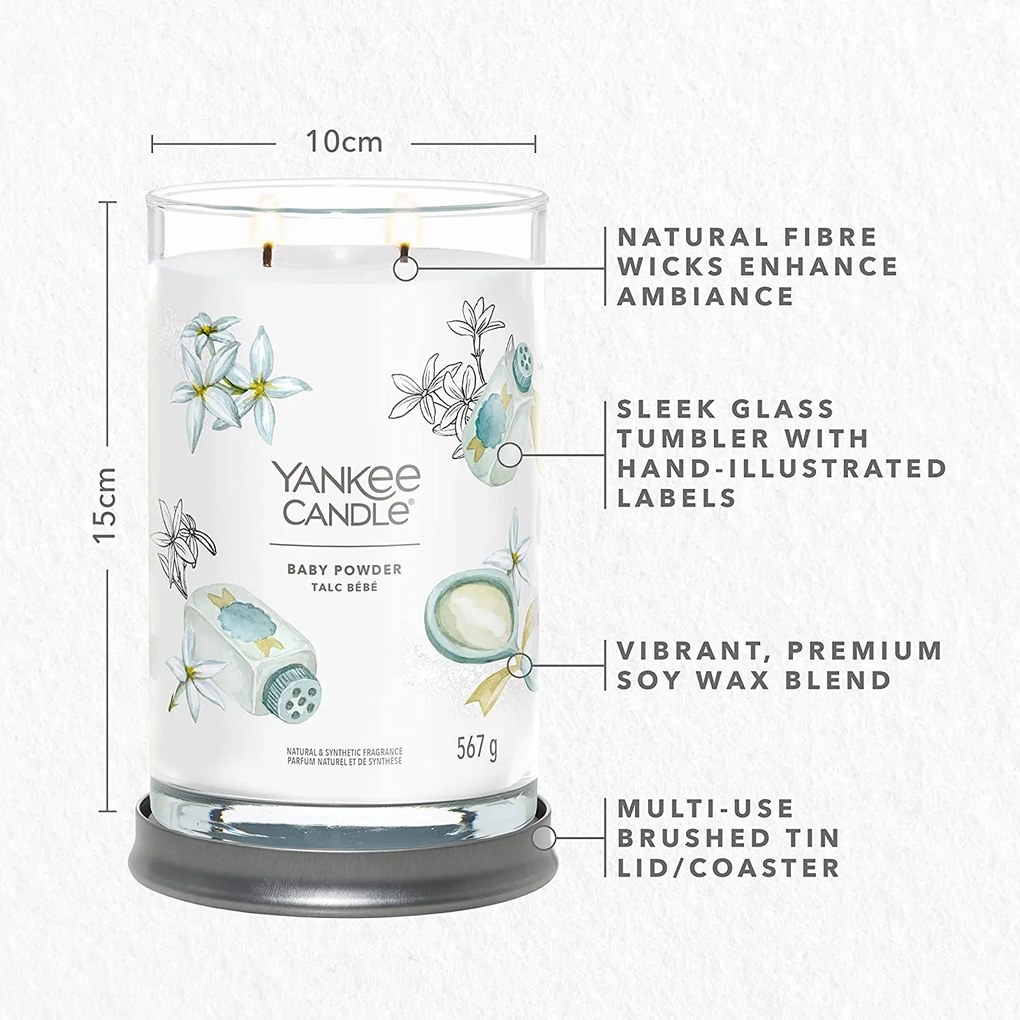 Yankee Candle vonná svíčka Signature Tumbler ve skle velká Baby Powder 567g