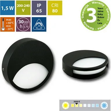 LED svítidlo McLED Ursa R, 1,5W, 3000K, IP65, černá ML-517.003.19.0