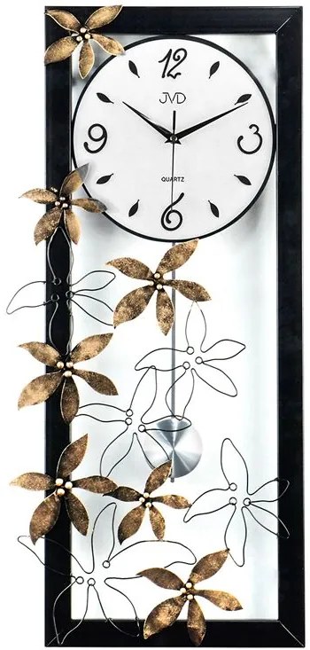 Designové moderní kyvadlové luxusní hodiny design JVD HJ69 (květiny)