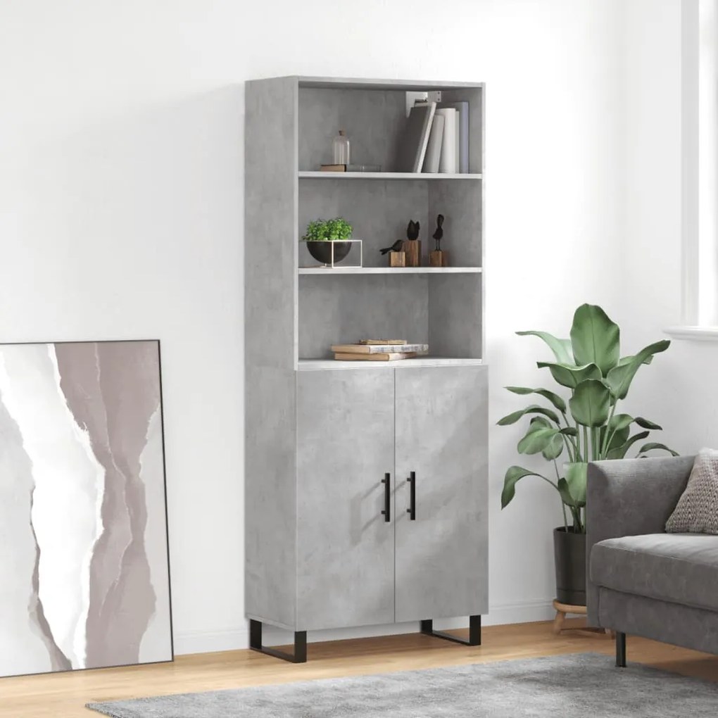 Skříň highboard betonově šedá 69,5x34x180 cm kompozitní dřevo