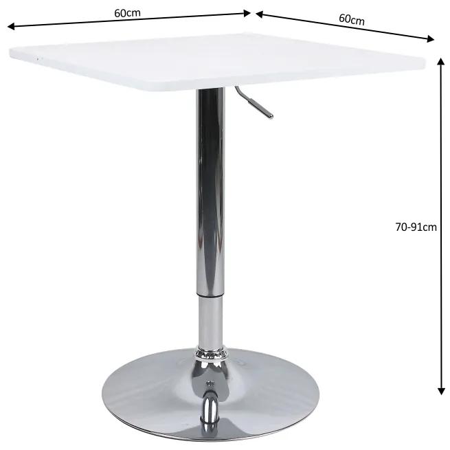 Kondela Barový stůl s nastavitelnou výškou, bílá, 60x70-91 cm, FLORIAN 2 NEW