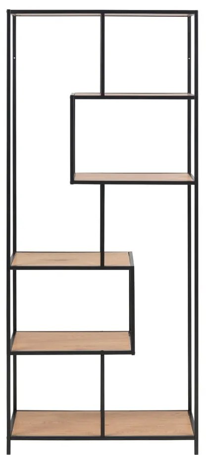 Černá/přírodní knihovna v dekoru dubu 77x185 cm Seaford – Actona