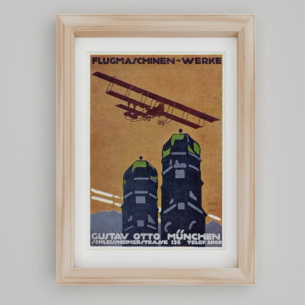 Plakát Flugmaschinen Werke Gustav Otto Munchen | BIANO