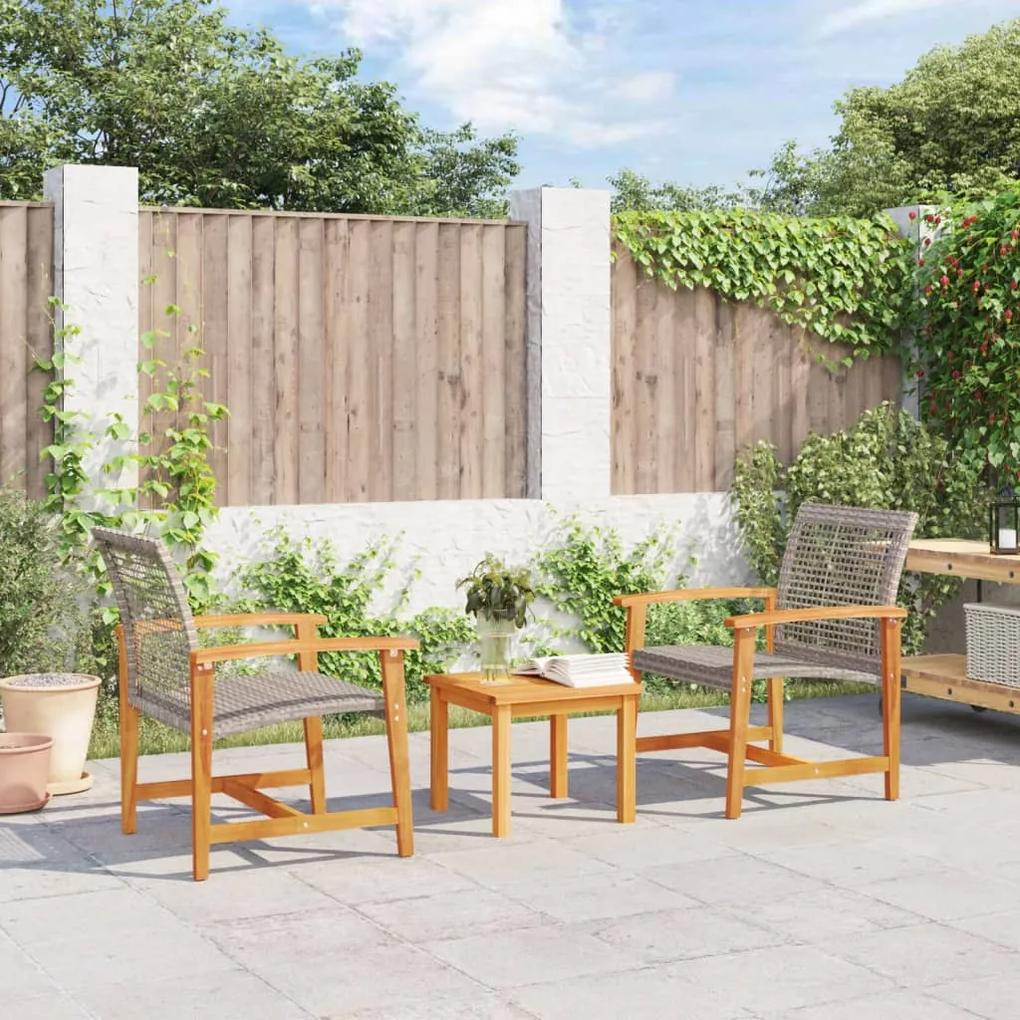 Zahradní židle 2 ks šedé polyratan a akáciové dřevo - Default Title