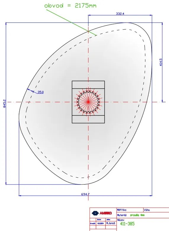 Zrcadlo AMBIENTE ORGANIC 90 x 60 cm s LED podsvícením po celém obvodu 411-385