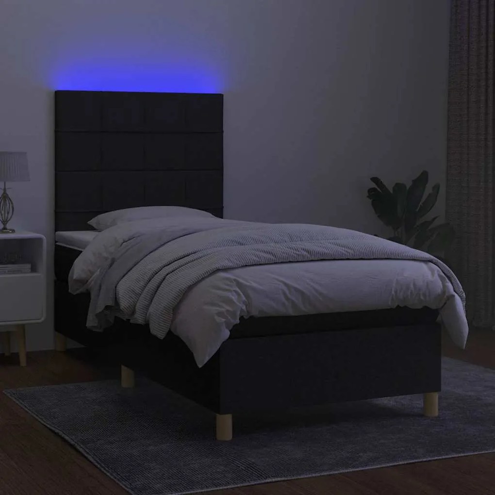 Box spring postel s matrací a LED černá 80 x 200 cm textil 3135391