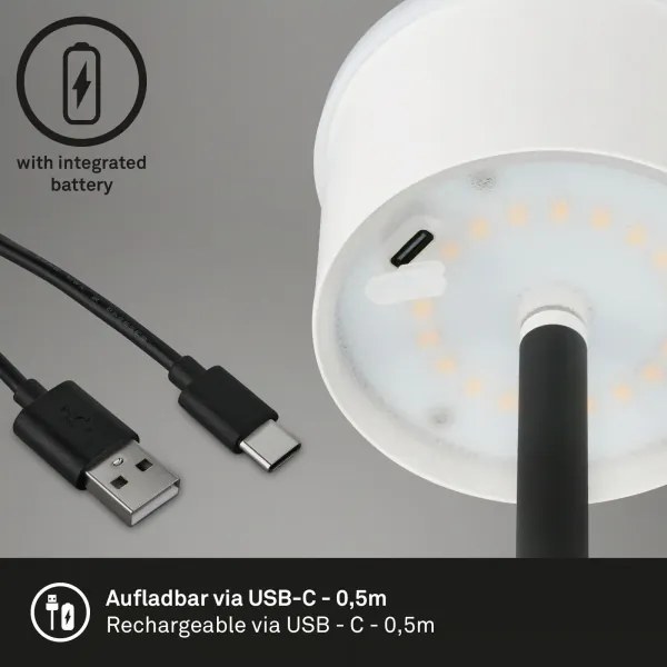 Briloner 1438015 - LED Stm stojací lampa KIKI 4,3W/5V IP44 2600 mAh černá