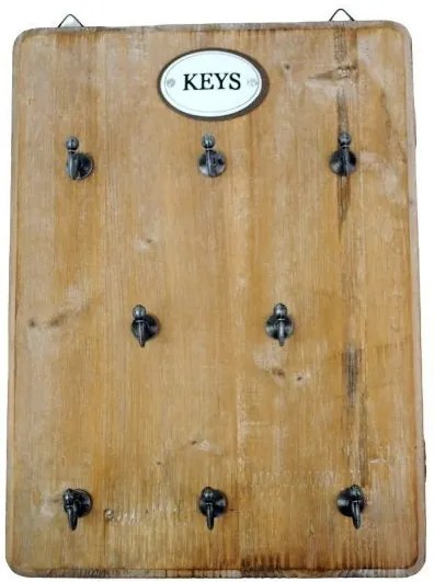 Hnědý dřevěný věšák na klíče  - 25*33cm