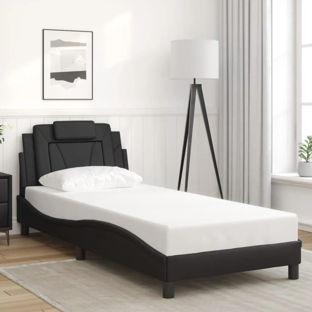 Rám postele Viana bez matrace černý 80 x 200 cm umělá kůže 3208054