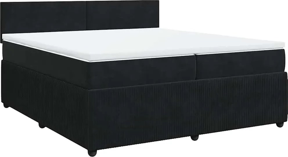 Box spring postel s matrací černá 200x200 cm samet 3287826