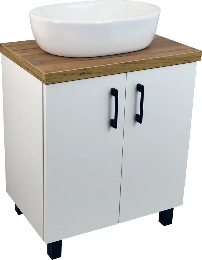 Comodo Koupelnová skříňka pod deskové umyvadlo ROSO W 60-HD - bílá/zlatý dub