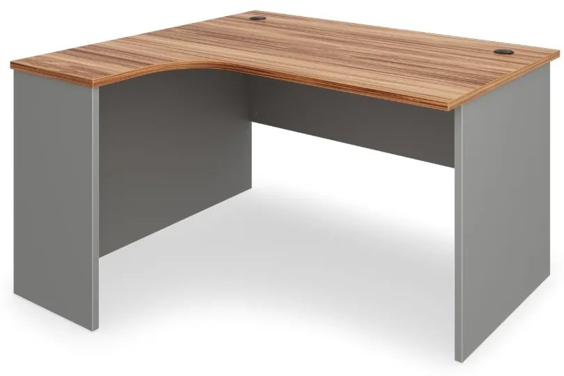 Rohový stůl SimpleOffice 140 x 120 cm, levý, ořech vlašský / šedá