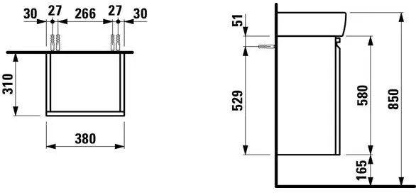 Laufen Pro Skříňka pod umyvadlo, s 1 skleněnou poličkou H4830120954631