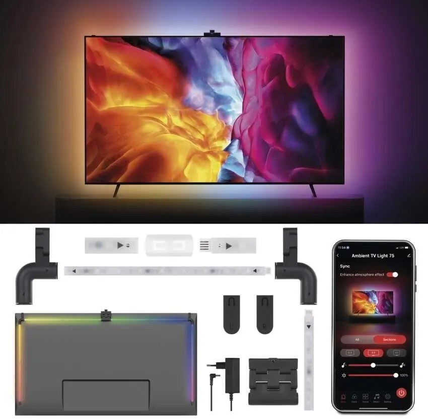 Emos gosmart ambientní led rgb osvětlení za tv 75“ (189 cm)
