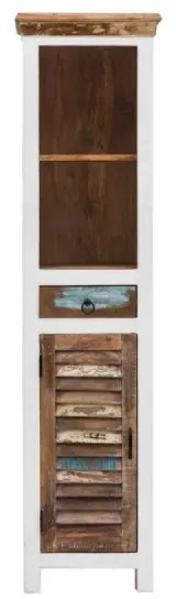 furniture-nabytek.cz - Masivní skříňka do koupelny Perano z recyklovaného dřeva, lakovaná, bílá/barevná – 45×43×180 cm