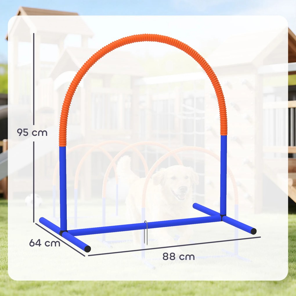 Výcviková sada PawHut pro psy agility 4-dílná sada s přenosnou taškou Blue Orange 88 x 64 x 95 cm pro efektivní výcvik a zábavu psů
