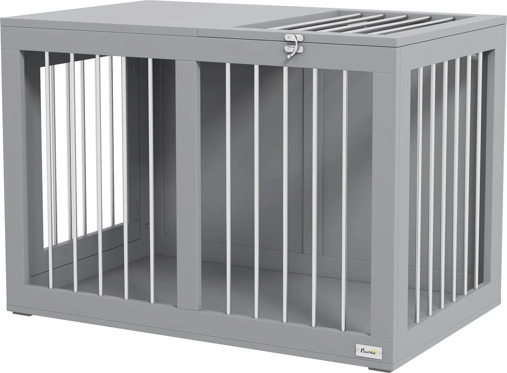 PawHut Psí Kotec Nábytek se 2 Dveřmi Ocelový Psí Kotec pro Domácnost Vnitřní Psí Dům pro Střední Psy do 20 kg Noční Stolek Psí Kotec 80 x 50 x 56,5 cm