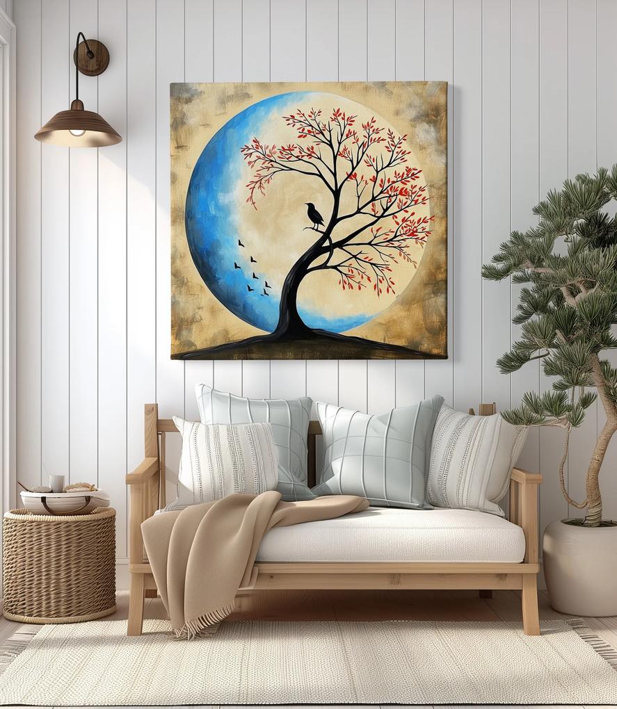 Obraz na plátně - Strom života Ptačí píseň FeelHappy.cz Velikost obrazu: 120 x 120 cm