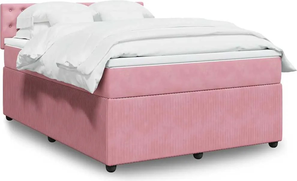 Box spring postel s matrací růžová 140x190 cm samet 3287751