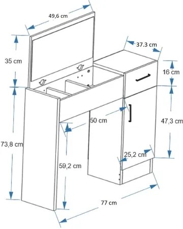Toaletní stolek INCI 108,8x77 cm borovice atlantic/antracit