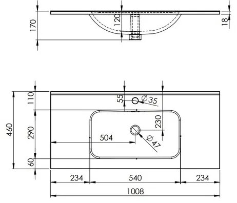 LOTOSAN Mayla nábytkové umyvadlo 100cm, antracit matná AQ LK6071