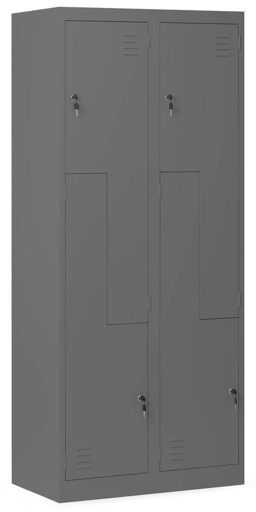 Kovová skříň typu "L" JULIA, 800 x 1850 x 450 mm, antracitová