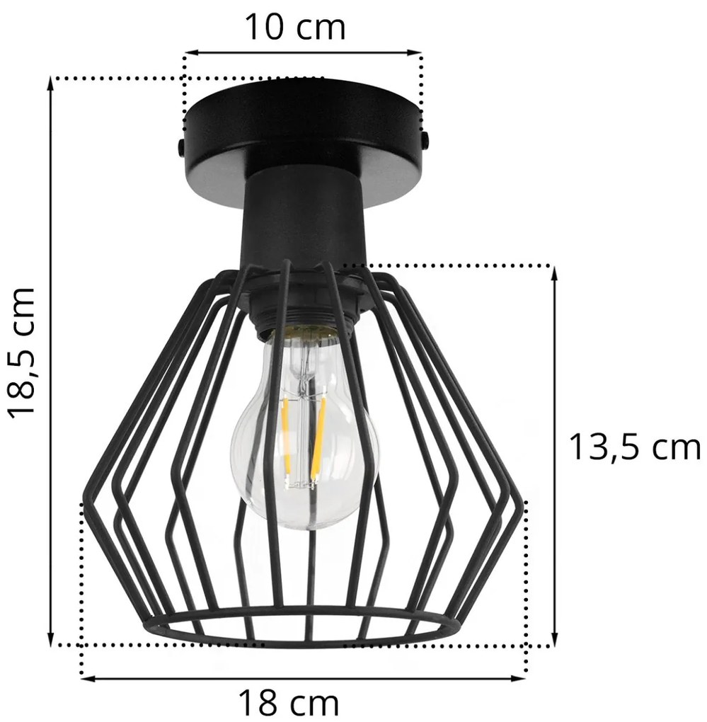 Stropní svítidlo Nuvola 2, 1x černé drátěné stínítko