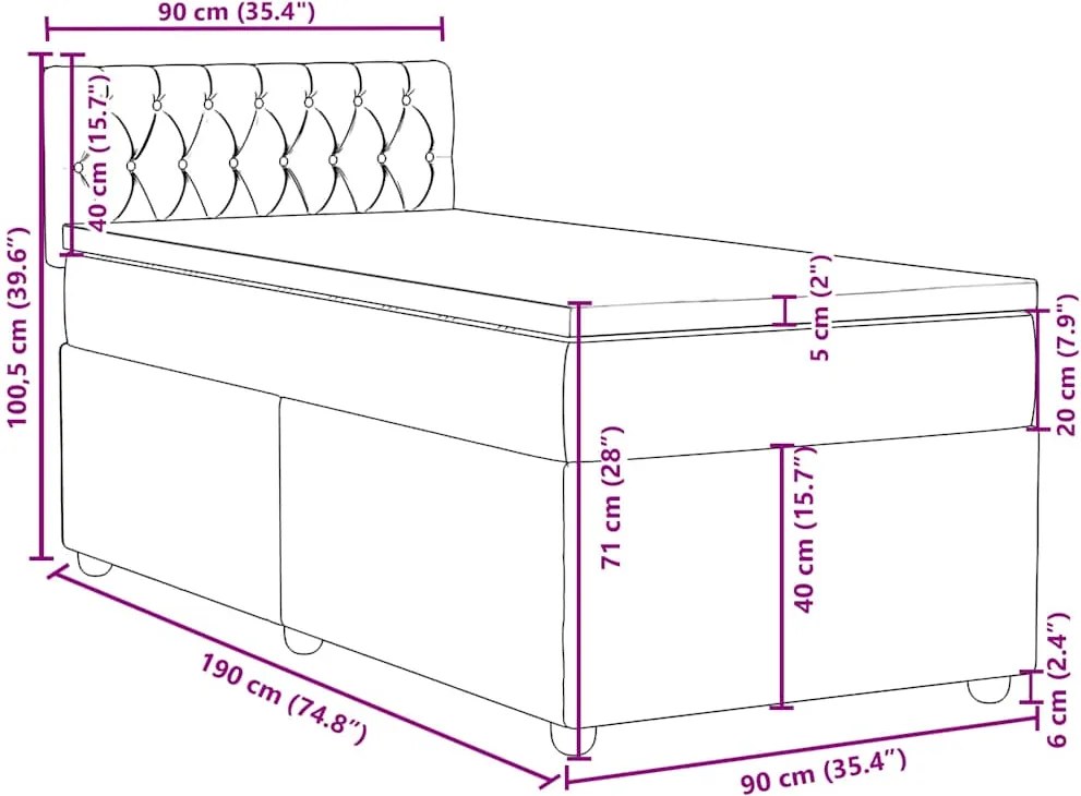 Box spring postel s matrací černá 80 x 200 cm textil 3126359