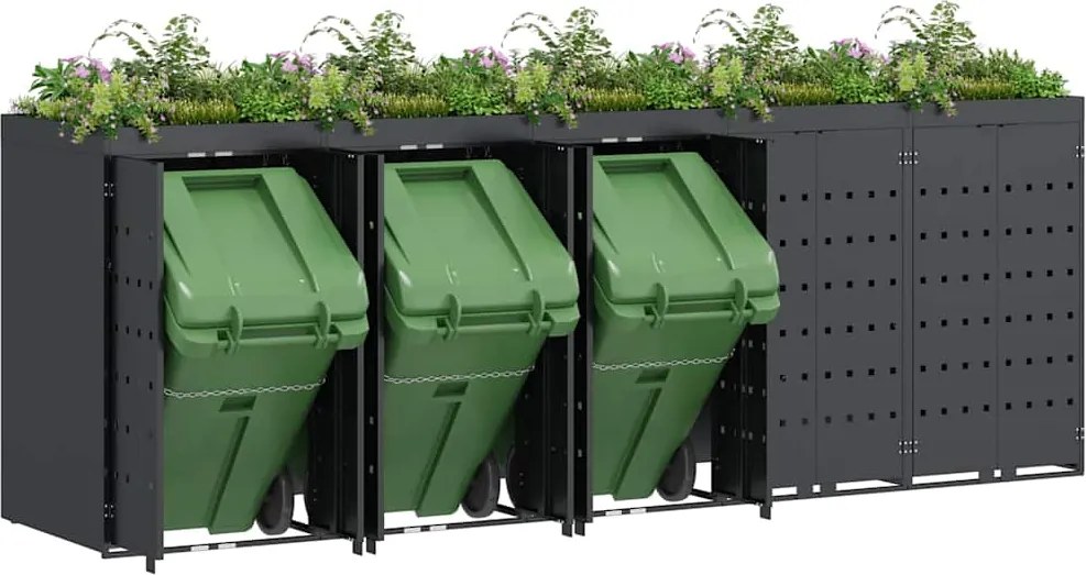 Úložný box na 5 popelnic Antracit 340 x 77,5 x 121,5 cm 3394746