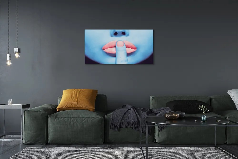 Obrazy na plátně Žena neonové rty 100x50 cm
