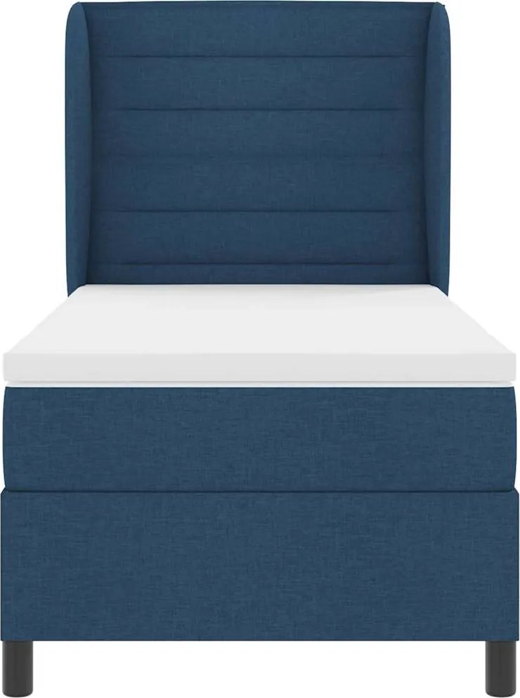 Postel s boxspringem s matrací s čelo Modrá 90 x 200 cm textil 3340486