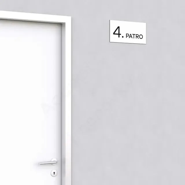 ACCEPT Označení podlaží "4. PATRO" - stříbrná tabulka - černý popis