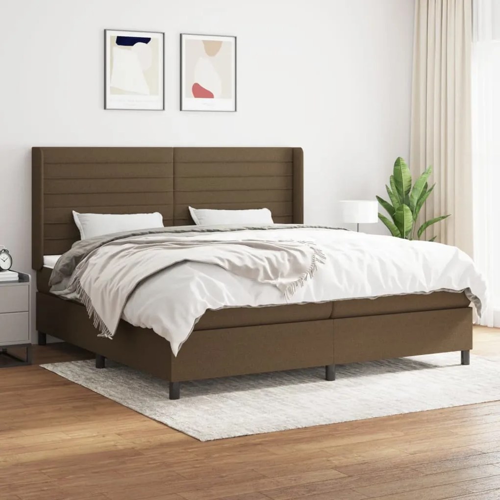 Box spring postel s matrací tmavě hnědá 200x200 cm textil 3131540