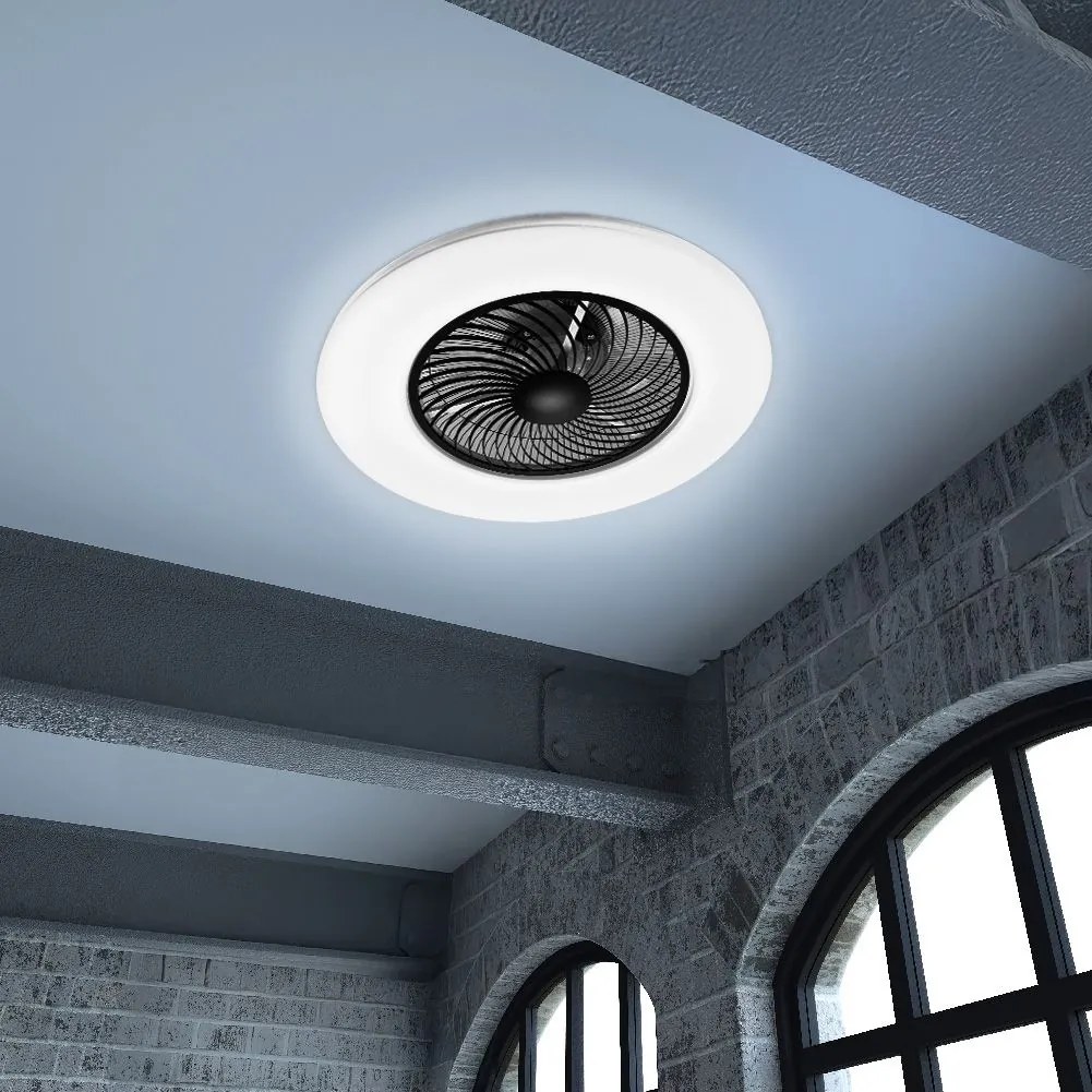 Toolight Toolight, LED stropní svítidlo s ventilátorem APP1552-C, černá-bílá, OSW-05181