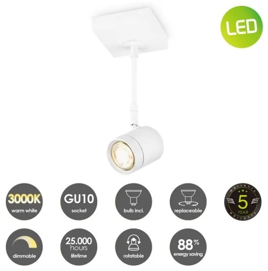LED Stmívatelné bodové svítidlo MANU 1xGU10/5,8W/230V bílá