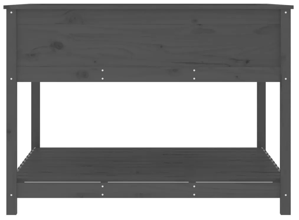 Truhlík s policí šedý 111,5x111,5x81 cm masivní borové dřevo,  823803