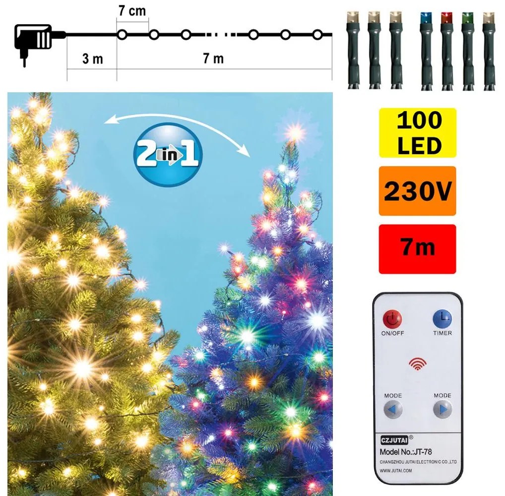 FK technics | LED Vánoční řetěz s dálkovým ovladačem LED/230V IP44 | FK0188
