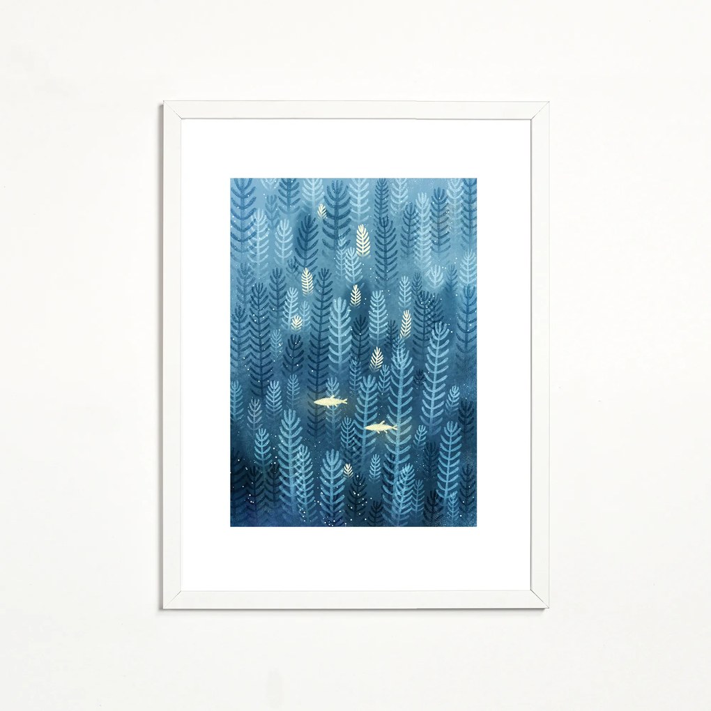 Linh Dao | Ryby Rám: Bílý, Velikost: 30 x 20 cm