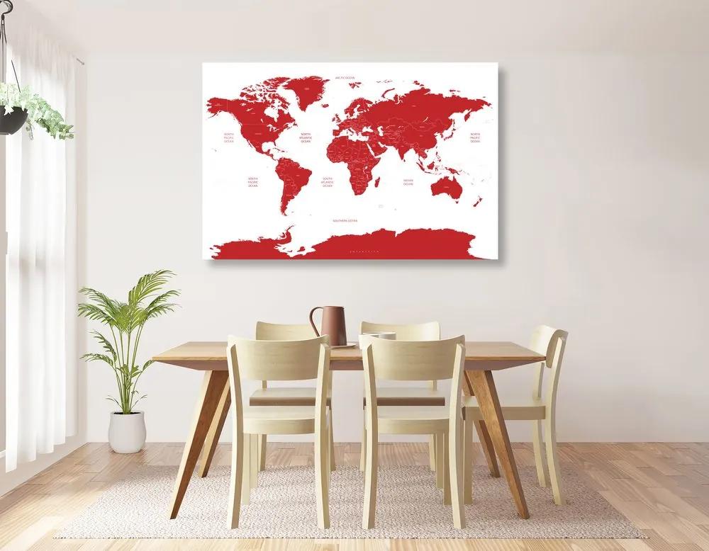 Obraz mapa světa s jednotlivými státy v červené barvě